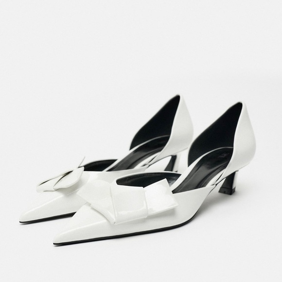 Zara | Shoes | Zara Heeled Pump With Bow White | Poshmark